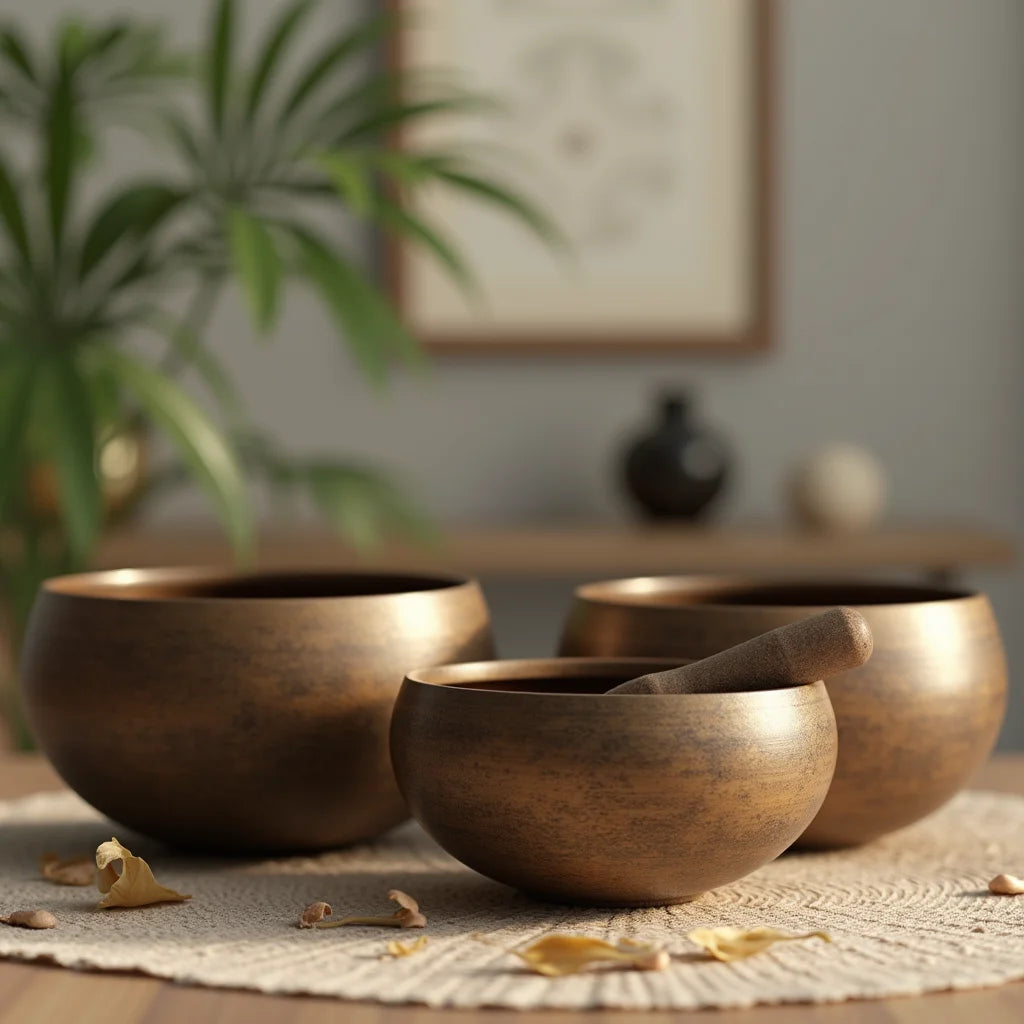 Sound Healing Bowl Set for Calm Focus | Rudraksha Mala Jewelry